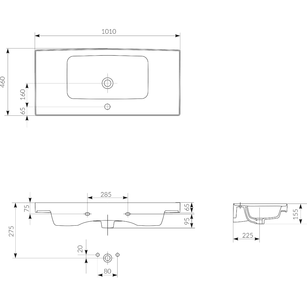 CERSANIT CREA 100 Waschtischschrank mit Waschbecken weiß S801-280 | NX03819